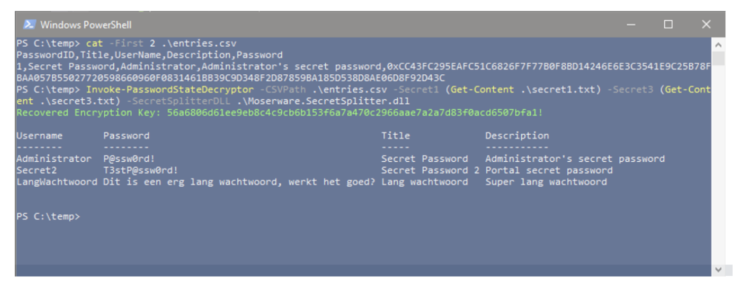 Decrypting PasswordState entries